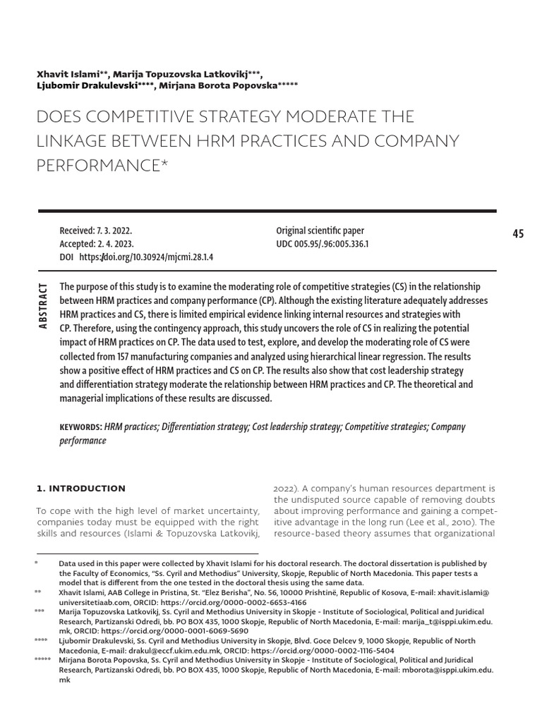 Does Competitive Strategy Mode | PDF | Human Resource Management ...