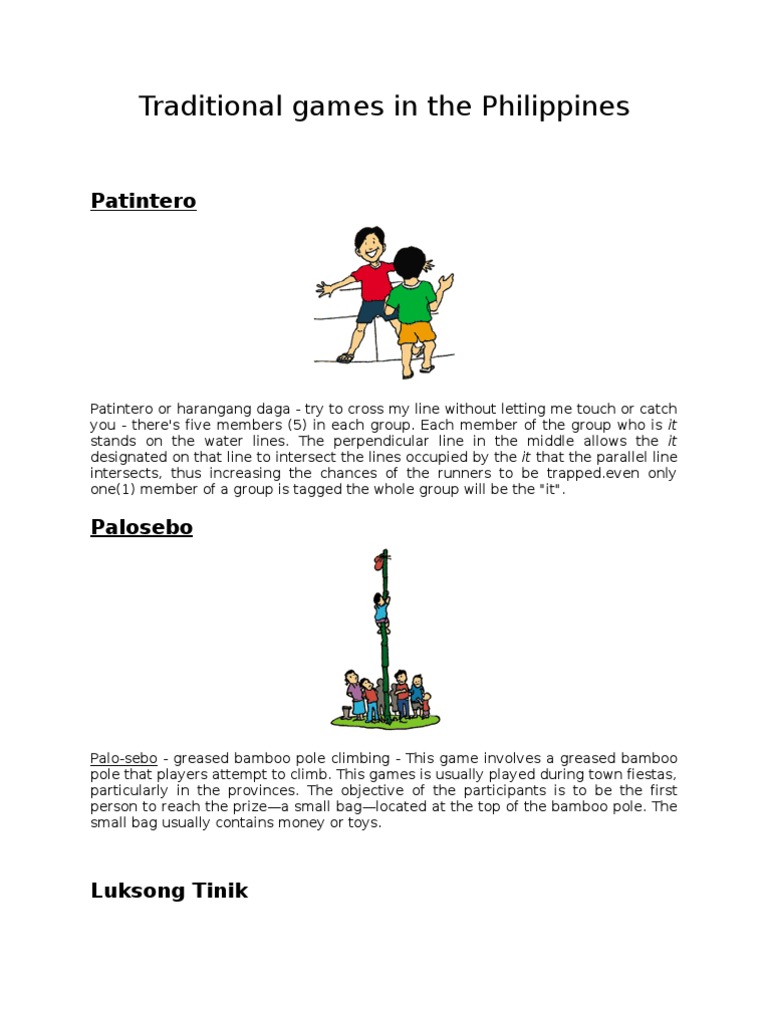 Traditional Games in The Philippines | PDF | Dances | Wedding