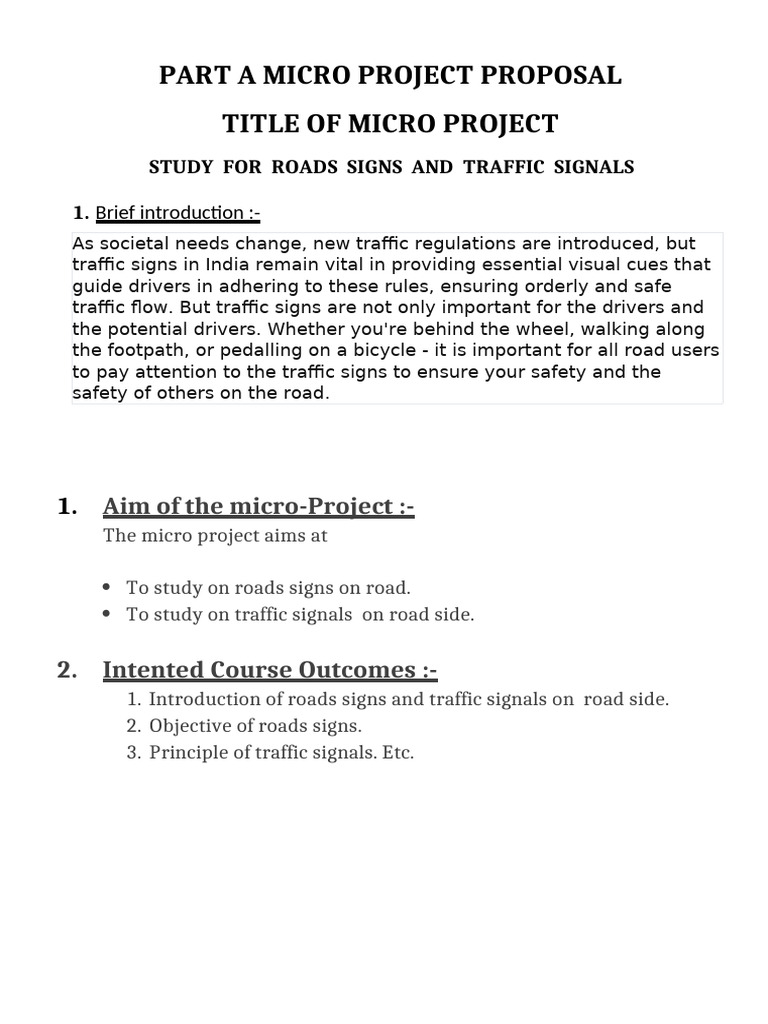 Part A Micro Project Proposal | PDF | Traffic | Road