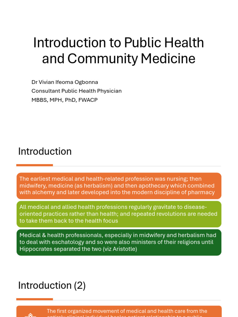 Overview of Public Health and Community Medicine | PDF | Medicine ...