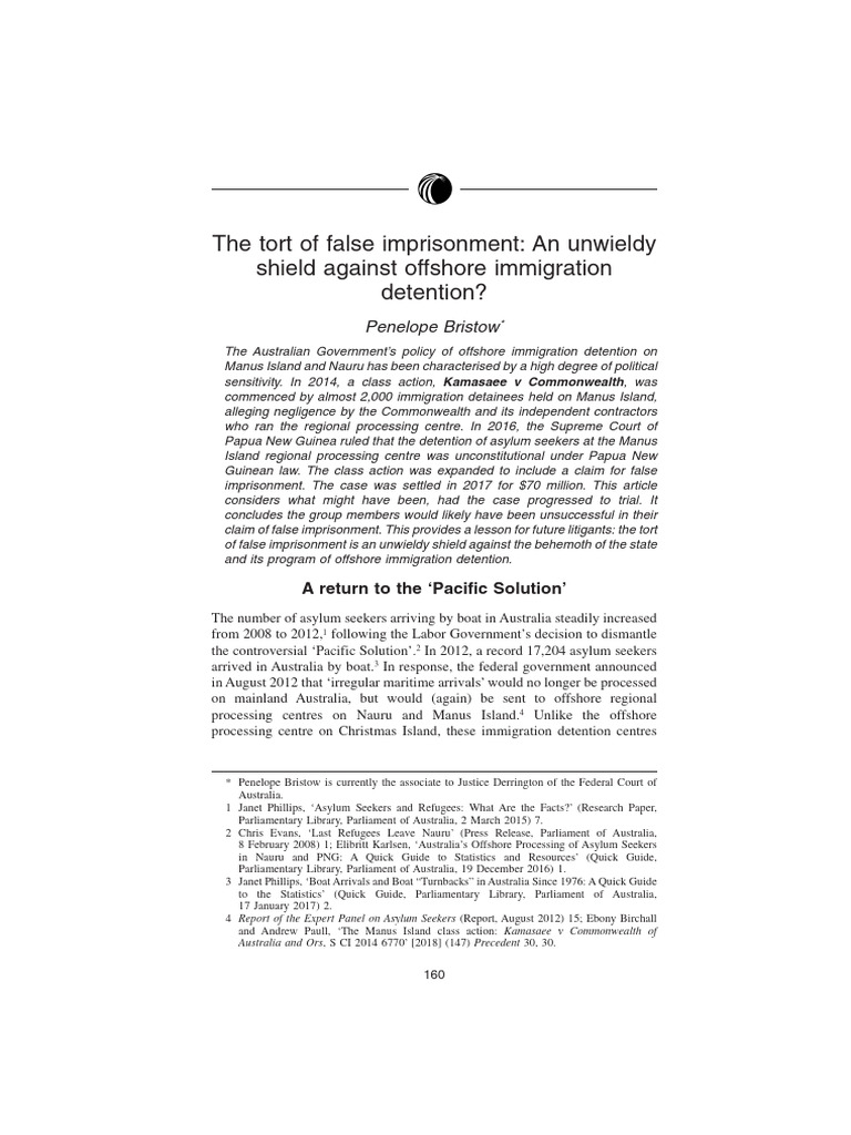 The Tort of False Imprisonment - An Unwieldy Shield Against Offshore ...