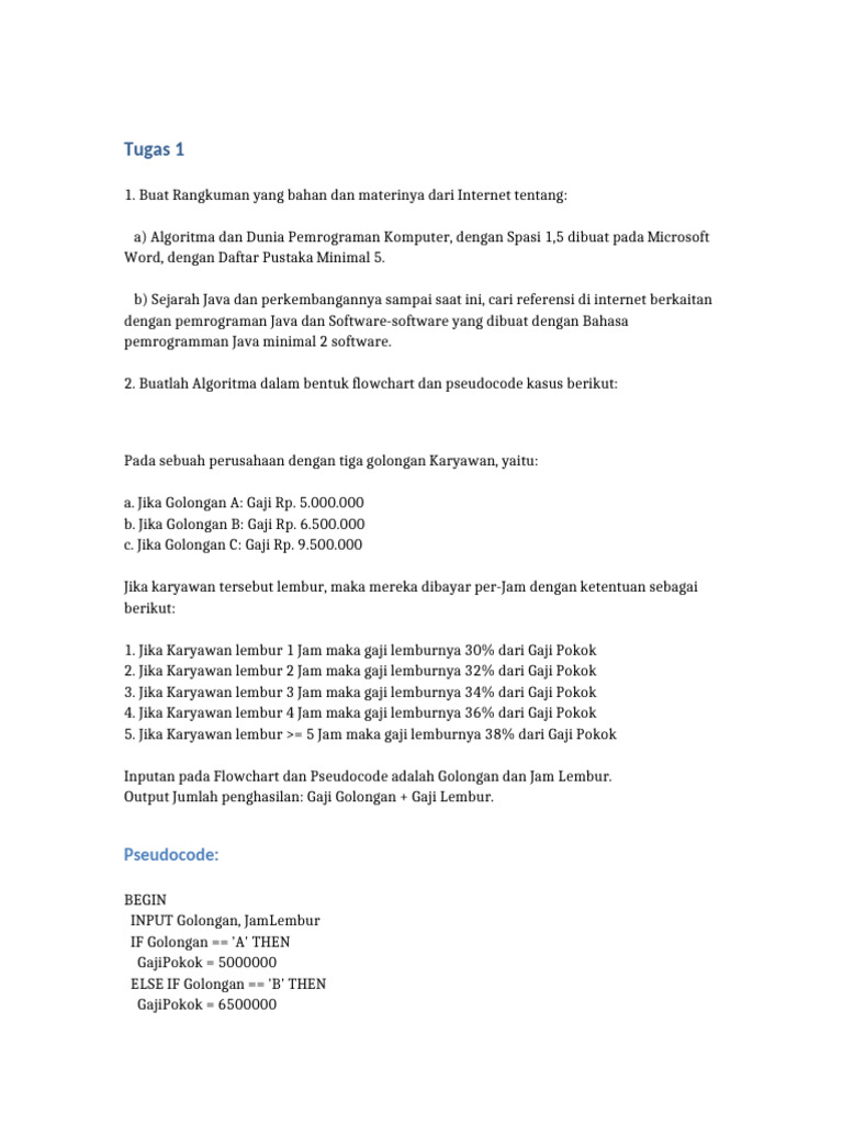 Tugas Algoritma Pseudocode | PDF | Komputer | Teknologi & Rekayasa