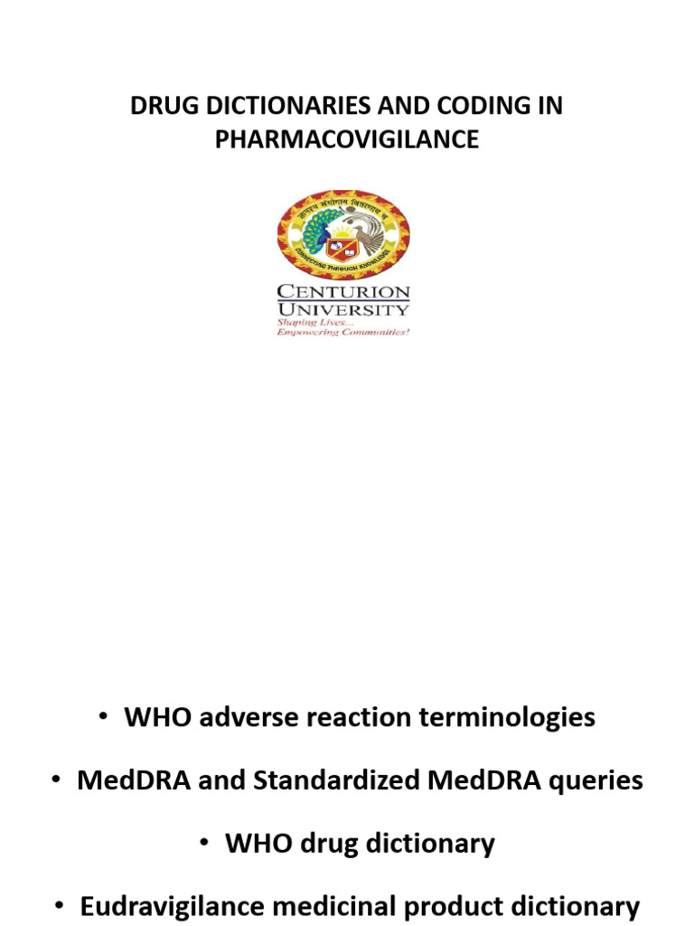 Drug Dictionaries and Coding in Pharmacovigilance | PDF | Self ...