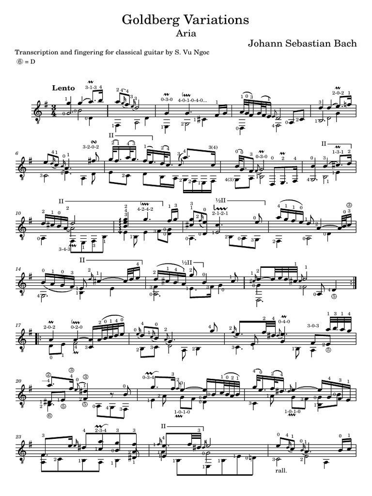 Bach's Goldberg Variations for Guitar | PDF | Compositions | Musical ...