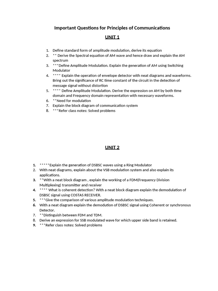 POC Important Questions | PDF | Frequency Modulation | Modulation