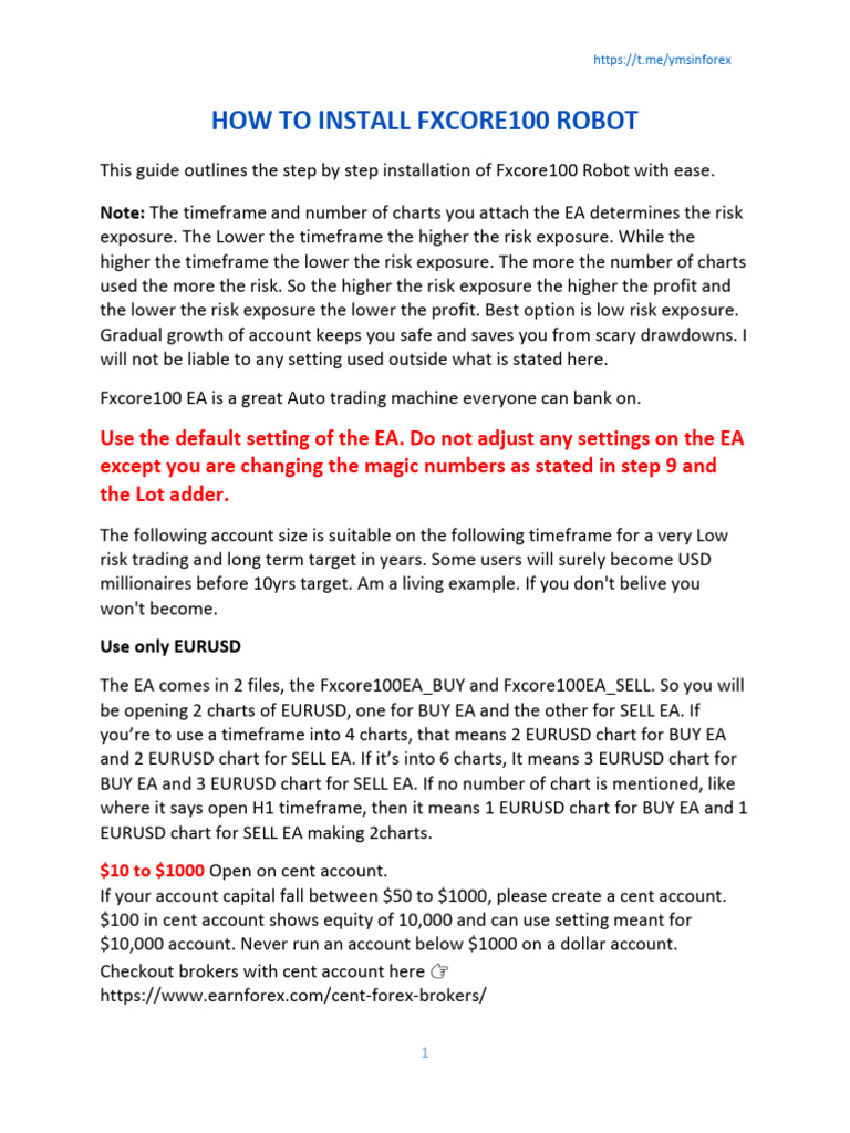 Fxcore100 EA Installation Guide | PDF | Investing | Foreign Exchange Market