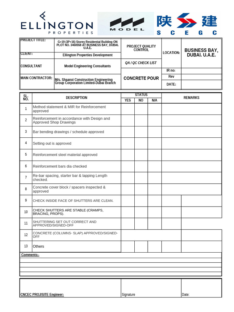 CHECKLIST - Steel Reinforcement | PDF | Building Materials | Concrete