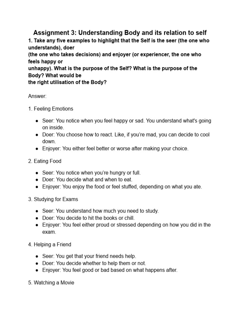 Self-Understanding and Body Utilization | PDF | Personal Development ...