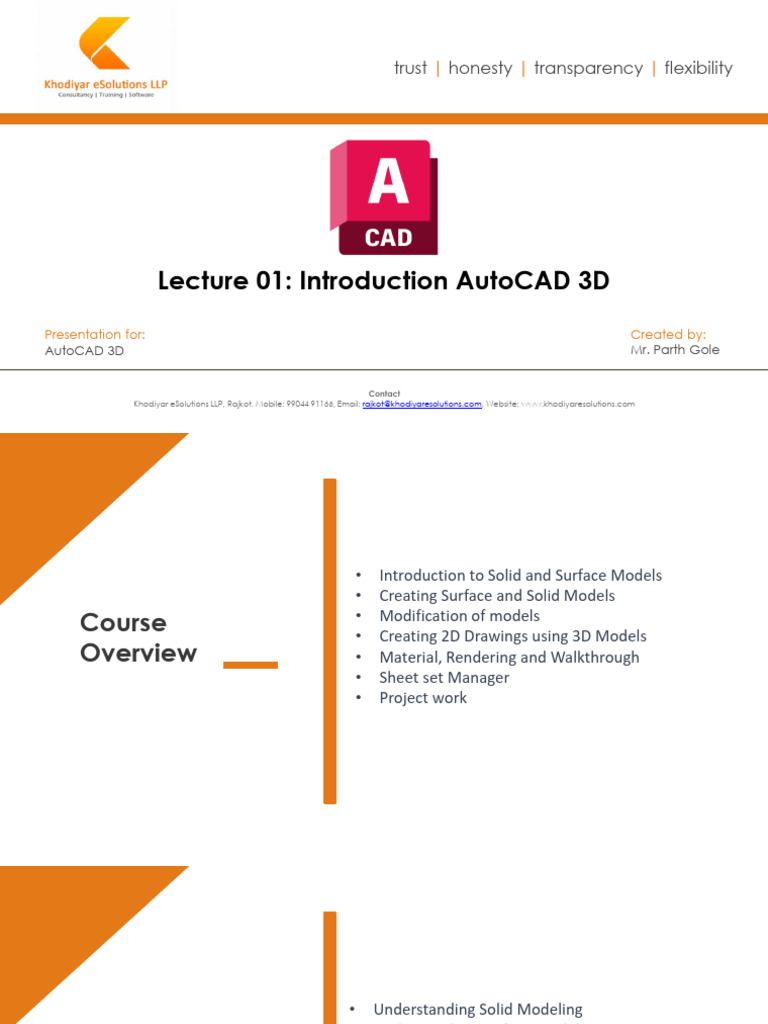 01 - Introduction To AutoCAD 3D | PDF | 3 D Computer Graphics ...