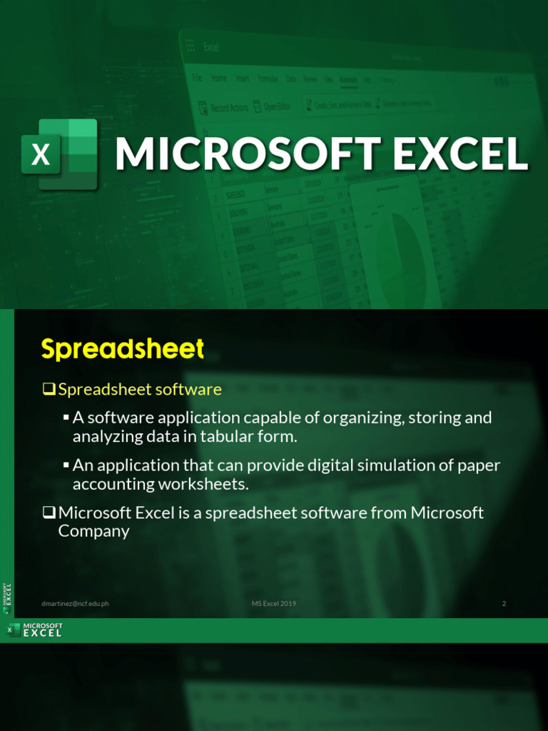 Microsoft Excel 2019 Overview Guide | PDF | Microsoft Excel | Spreadsheet
