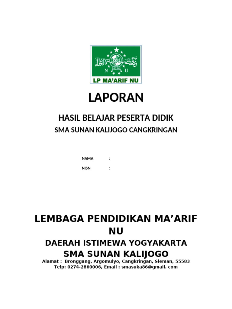 Contoh Desain Raport | PDF
