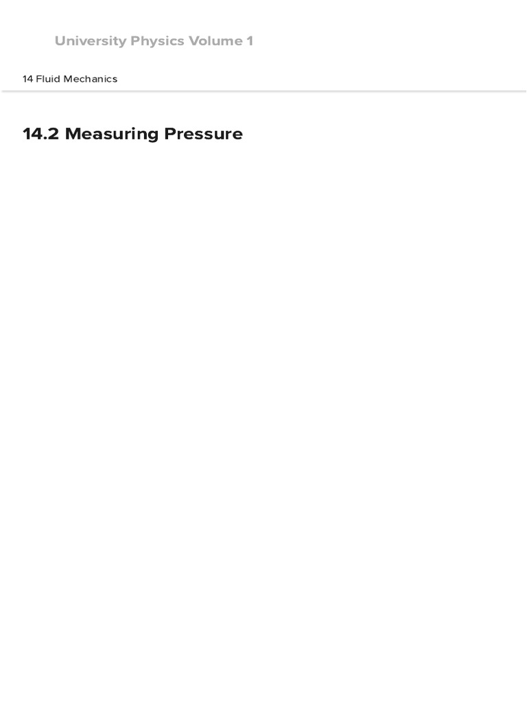 14.2 Measuring Pressure - University Physics Volume 1 | PDF | Pressure Measurement | Pressure