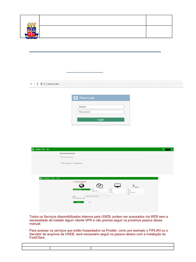 Configuração do FortiClient VPN UNEB | PDF | Rede Privada Virtual (VPN ...