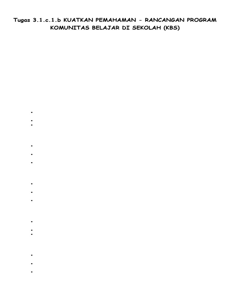 Tugas 3.1.c.1.b KUATKAN PEMAHAMAN - RANCANGAN PROGRAM KOMUNITAS BELAJAR DI SEKOLAH (KBS) | PDF