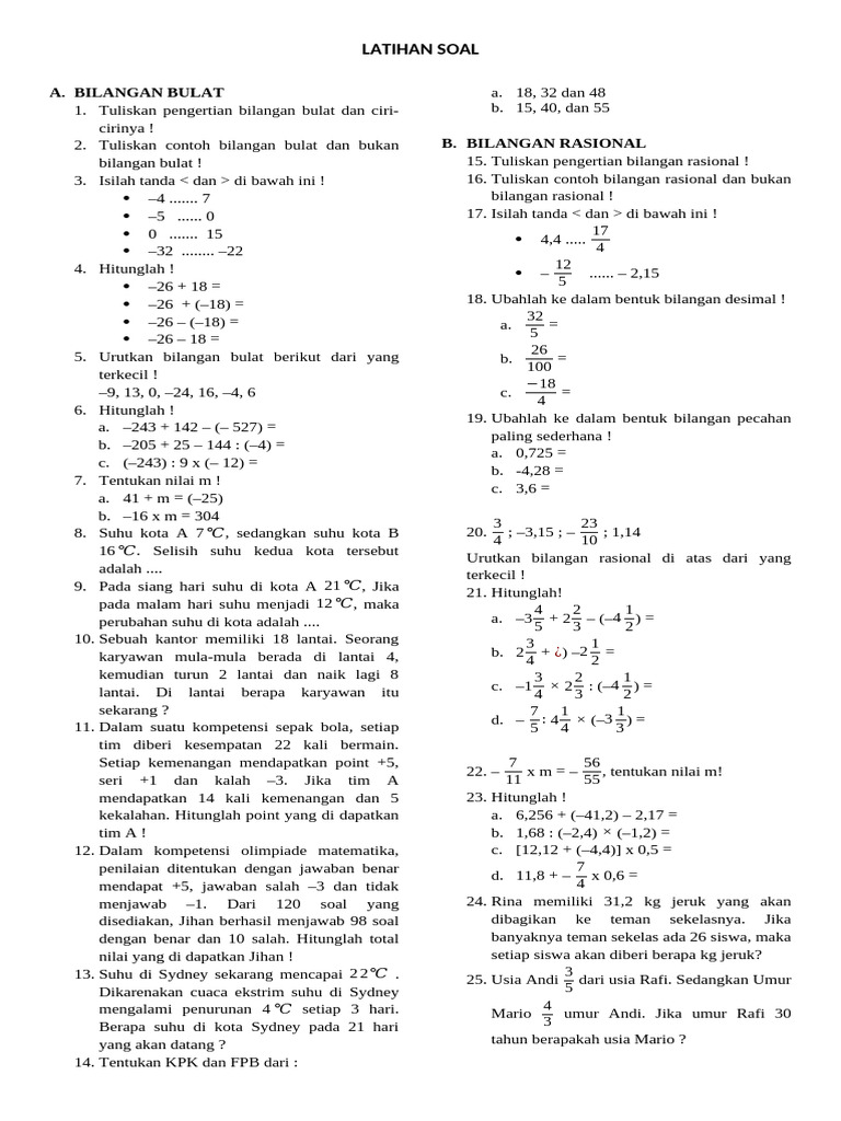 Latihan Soal Pas 7 Sem1 | PDF