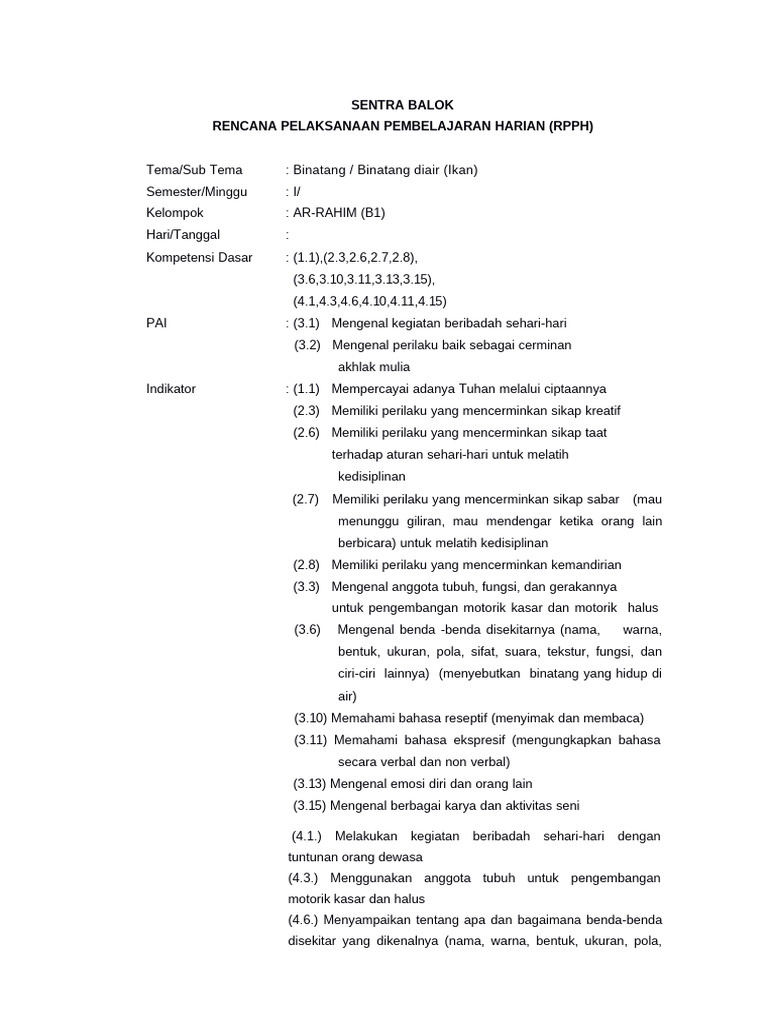 RPPH Siklus 2 Gajah | PDF