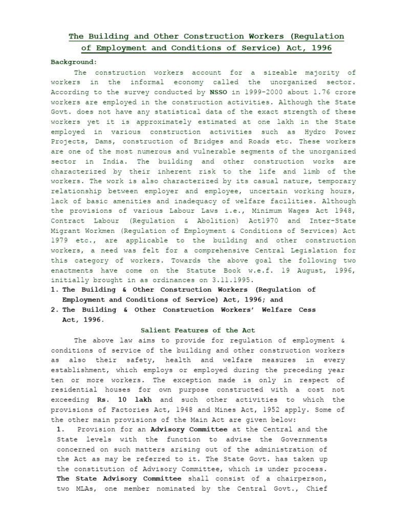 Building_Act-first_page | PDF | Employment | Welfare