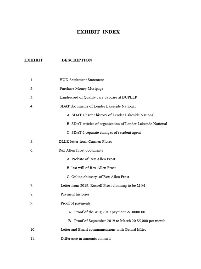 Exhibit Index | PDF | Politics