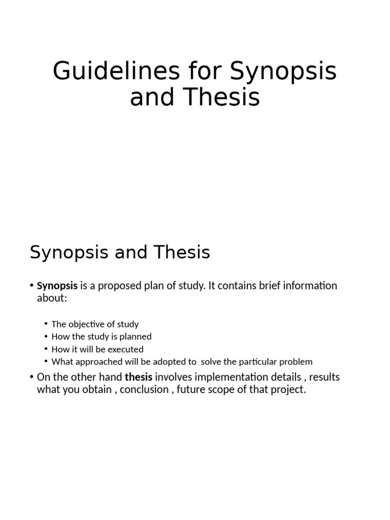 Guidelines For Synopsis and Thesis | PDF | Abstract (Summary) | Statistics