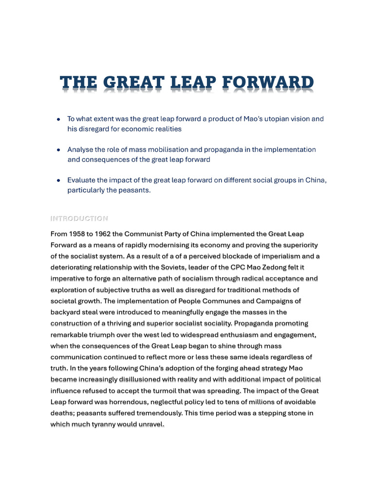 The Great Leap Forward: Mao's Catastrophe | PDF | Mao Zedong | Socialism