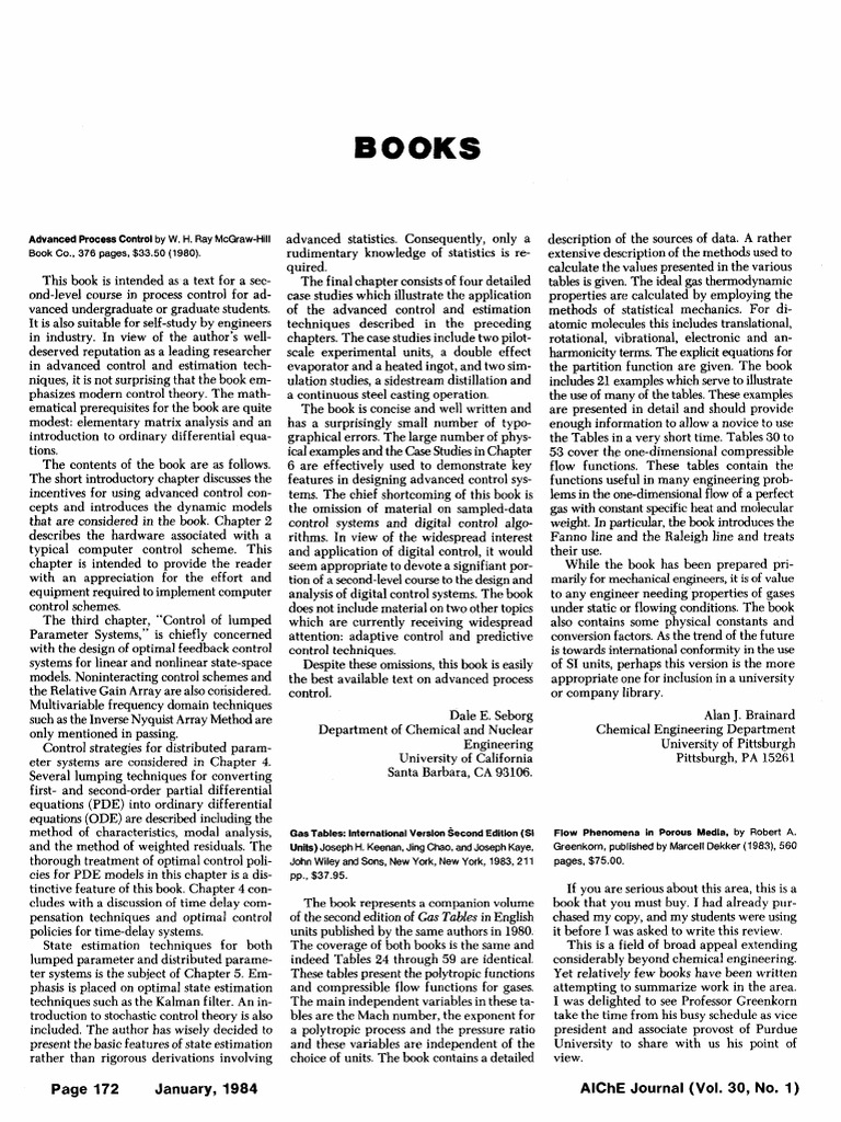 Books: by W. H. Ray Mcgraw-Hill Book 376 Pages, $33.50 (1980) | PDF ...