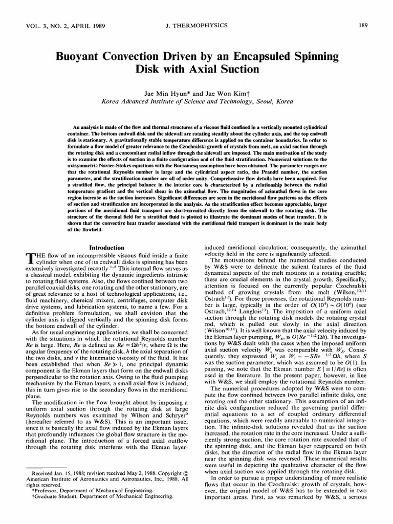 Buoyant Convection Driven by An Encapsuled Spinning Disk With Axial ...