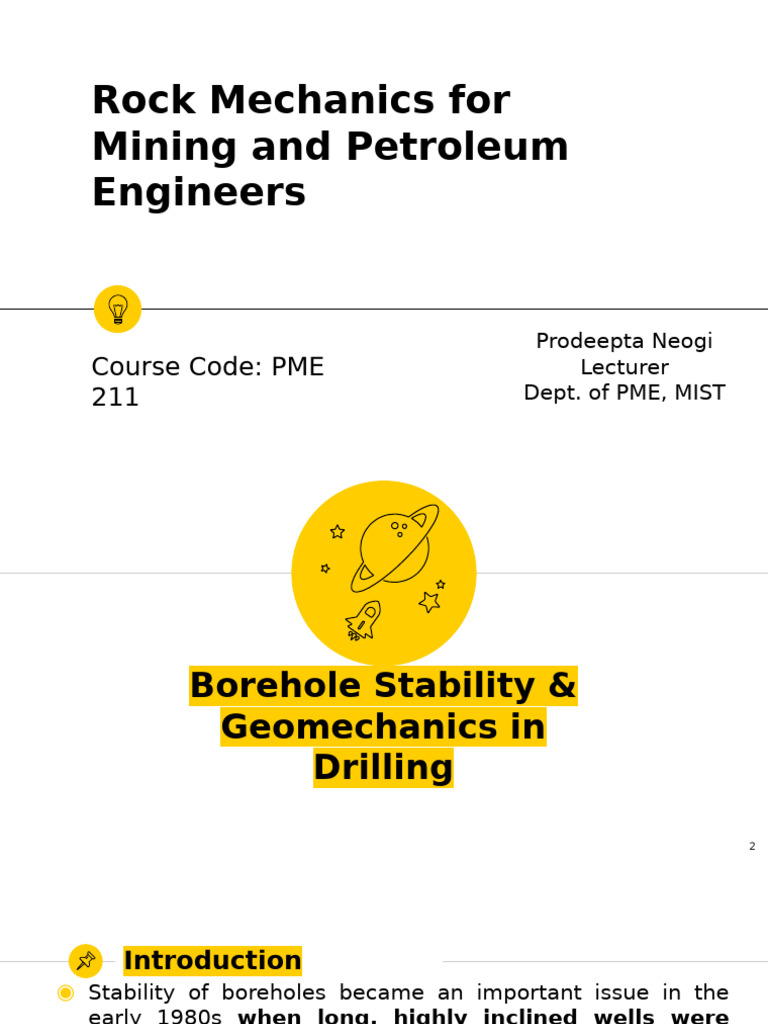 Lec-6 (Borehole Stability & Geomechanics in Drilling) | PDF | Oil Well