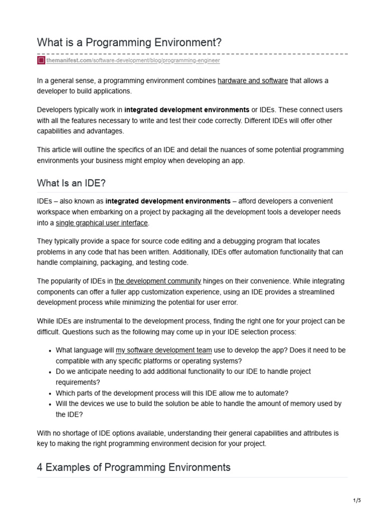 What Is A Programming Environment | PDF | Integrated Development Environment | Computer Programming