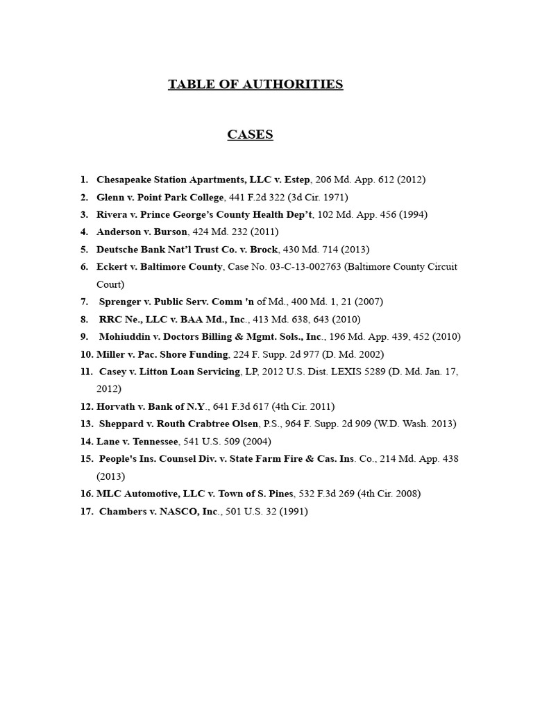 Table of Authorities | PDF