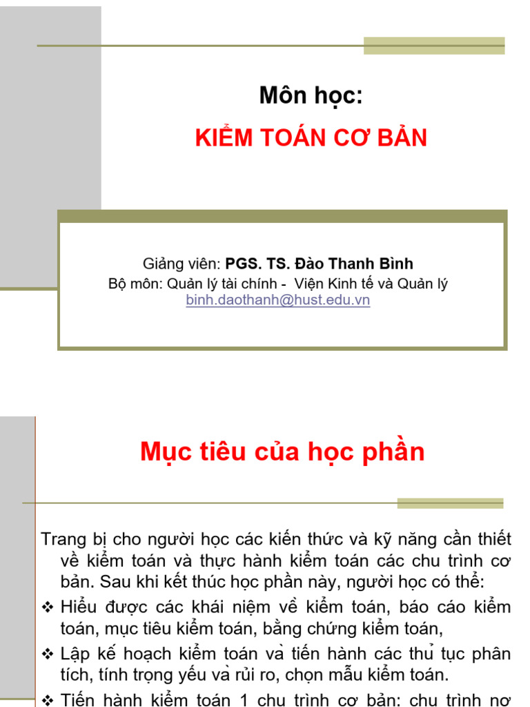 Bai Giang Kiem Toan Co Ban 20221 | PDF