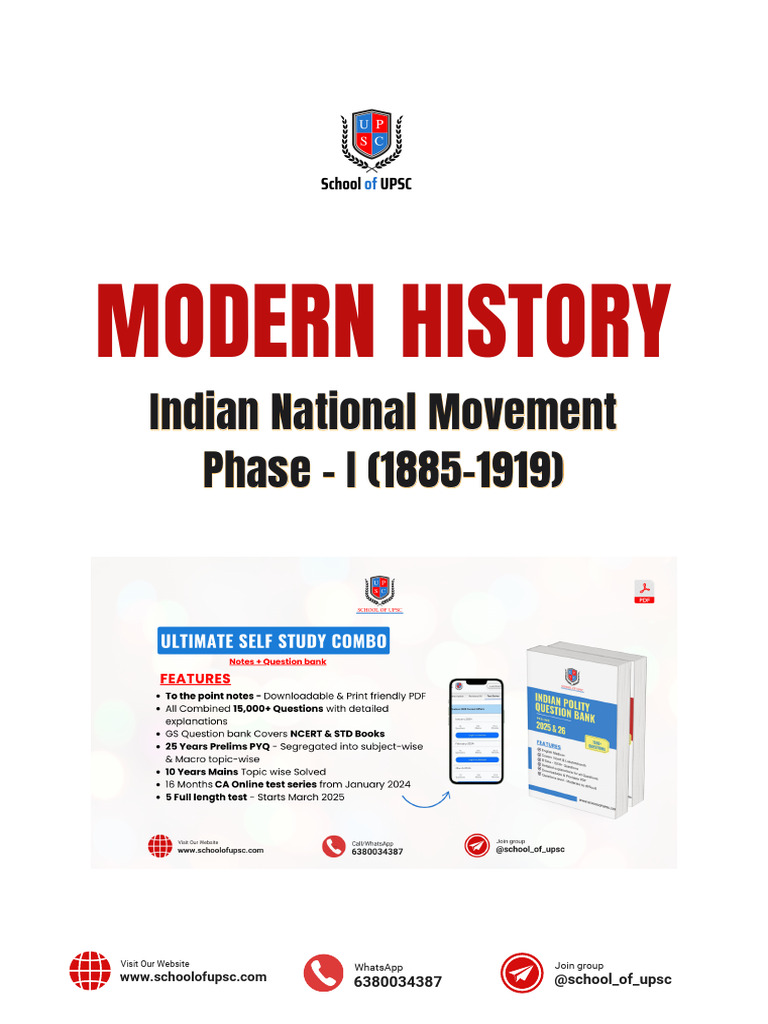 Indian National Movement: Phase I (1885-1919) | PDF | British Raj ...