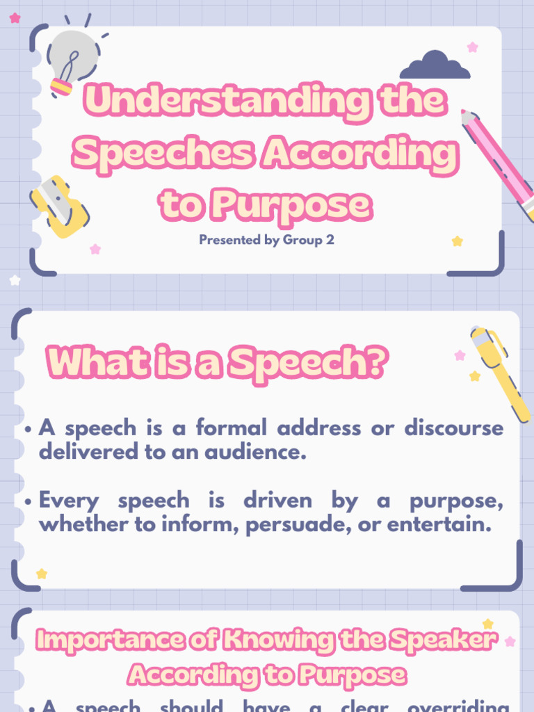Understanding The Speeches According To Purpose | PDF