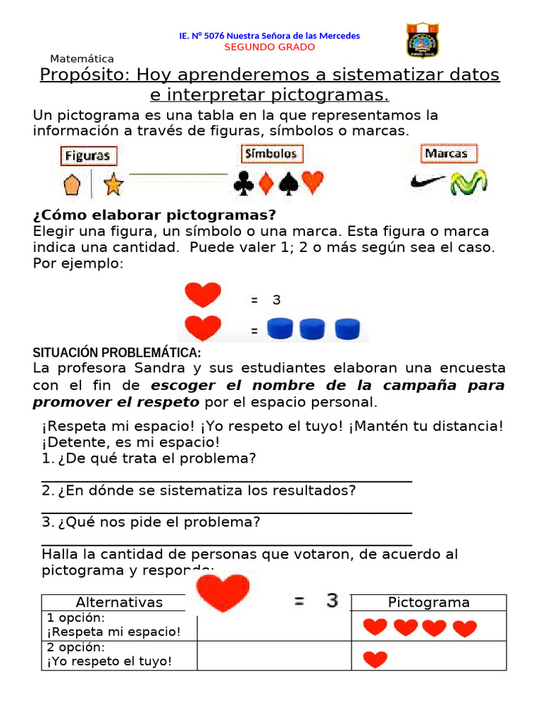 Ficha de Matema. Pictograma | PDF | Crecimiento personal y profesional