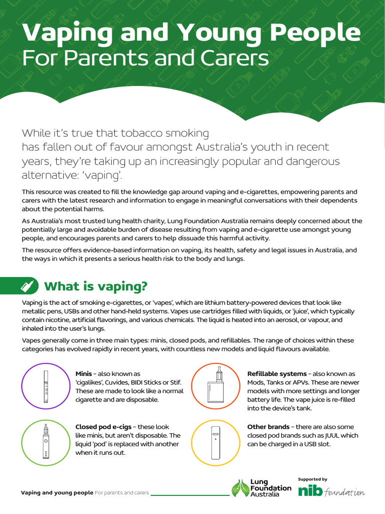 Vaping and Young People - For Parents | PDF | Electronic Cigarette ...