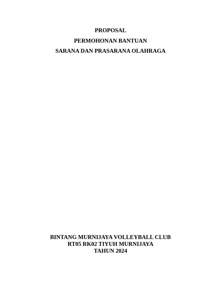 Proposal Bola Voli Murni Jaya Rt05 | PDF