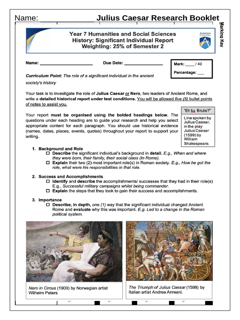 2023 Julius Caesar Research Booklet | PDF | Julius Caesar | Roman Republic