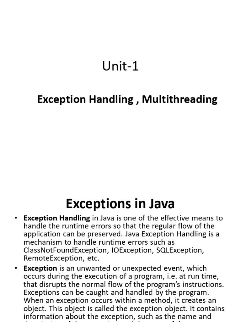 Unit-1-Exception Handling, Multithreading Etc | PDF | Class (Computer ... Unit-1-Exception Handling, Multithreading Etc | PDF | Class (Computer ...