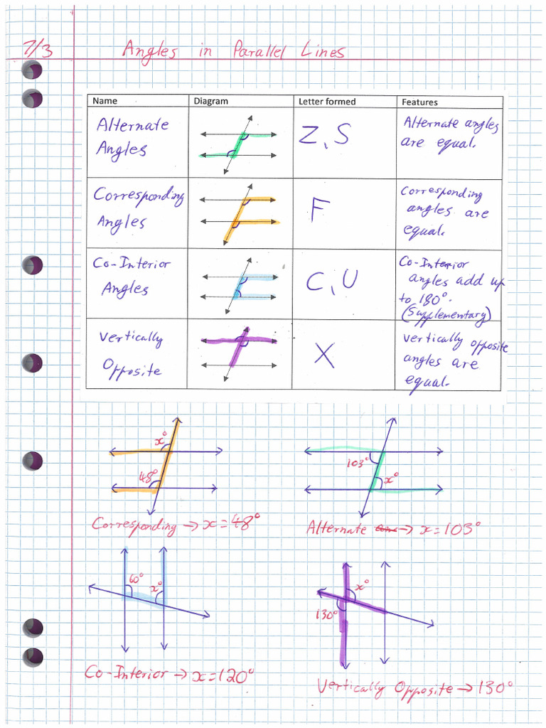 4 - Angles in Parallel Lines | PDF