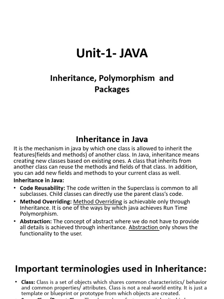 Unit-1-Inheritance, polymorphism, packages | PDF | Inheritance (Object ... Unit-1-Inheritance, polymorphism, packages | PDF | Inheritance (Object ...
