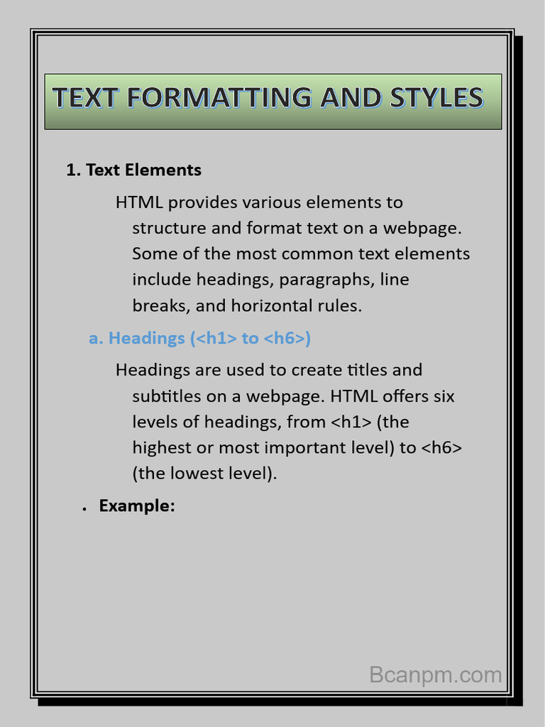 HTML Text Formatting Essentials | PDF | Html Element | Html