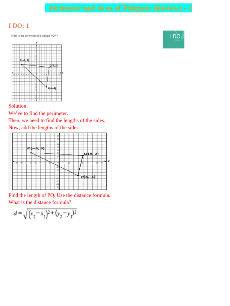 Perimeter and Area of Polygons (Review) - 2 | PDF | Area | Triangle