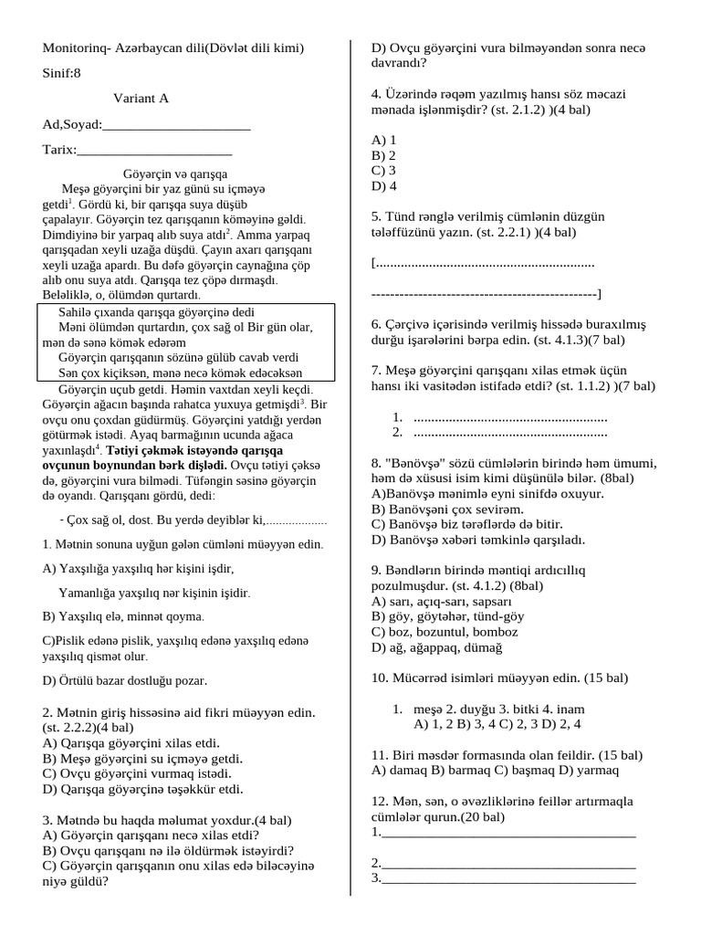 8-Ci Sinif Monitorinq | PDF