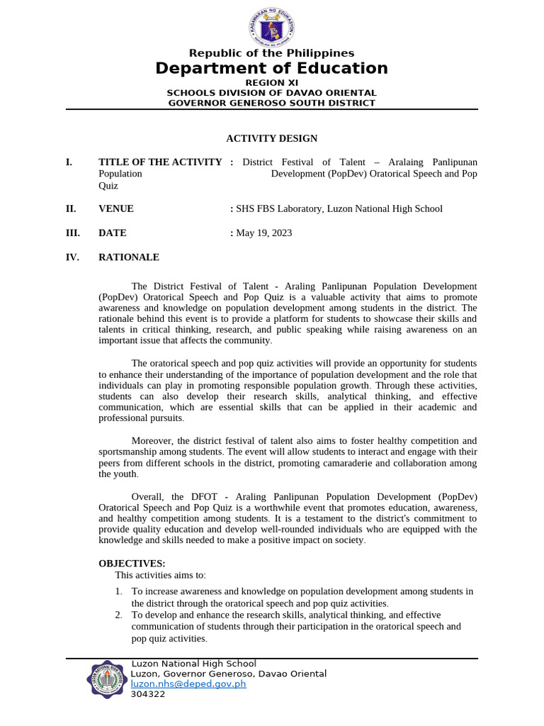 Activity Design for DFOT | PDF | Public Speaking | Cognition