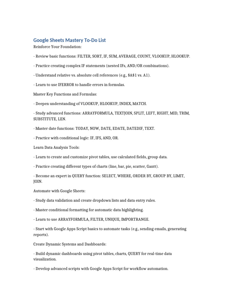 Google Sheets ToDo List | PDF