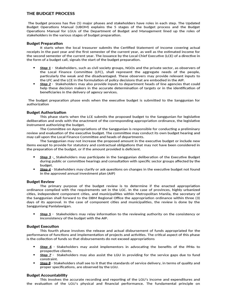 Public Finance - Budget Process | PDF | Budget | Expense