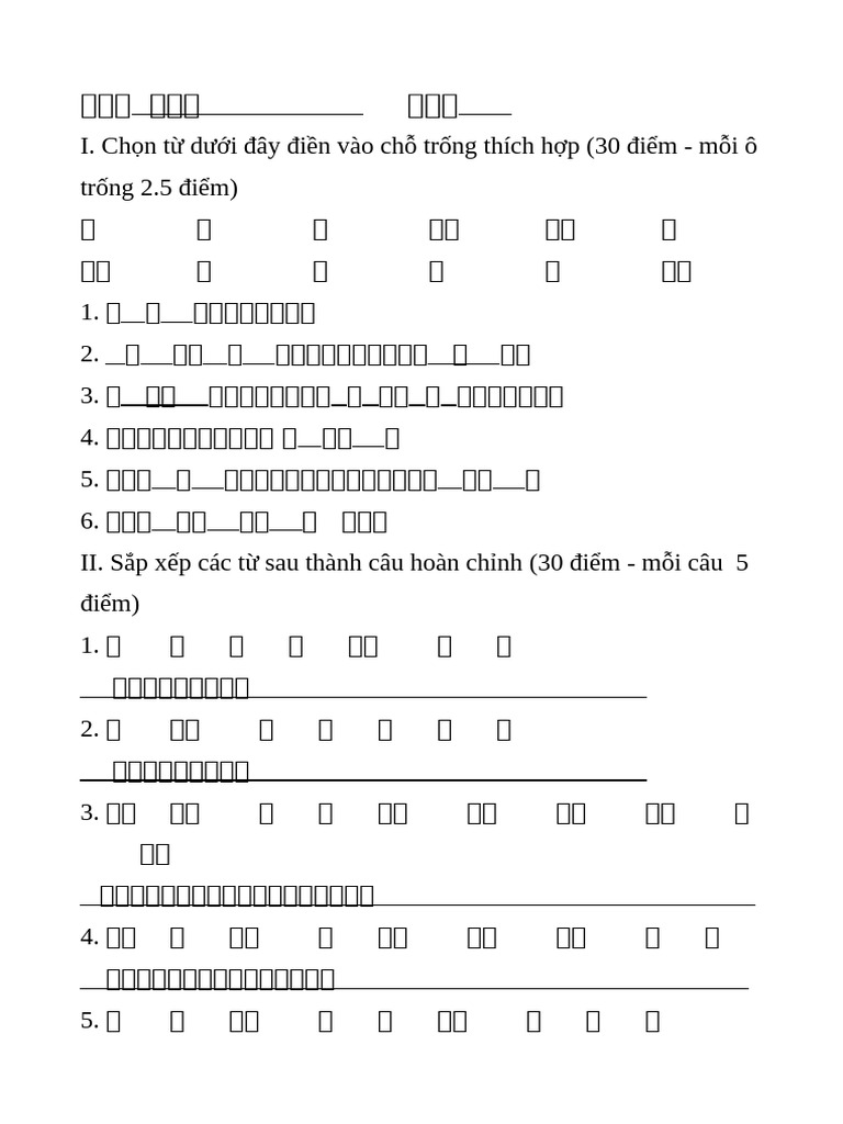 BOYA 1 Kiểm tra sau bài 23 SƠ CẤP 2 | PDF