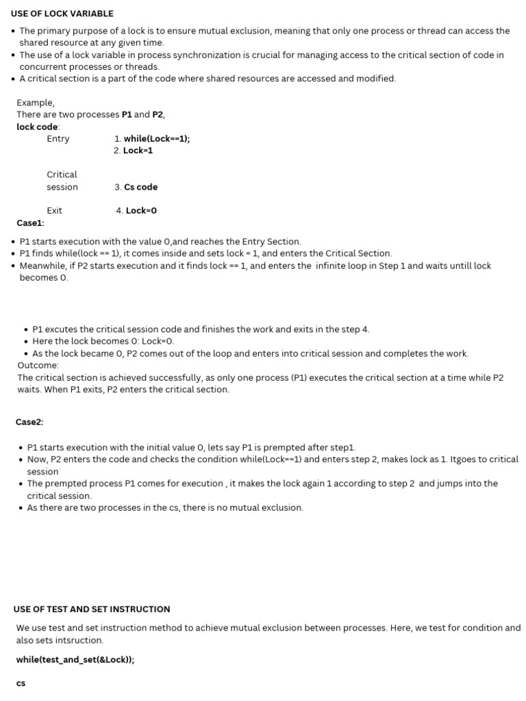 Lock Variable, Test and Set | PDF