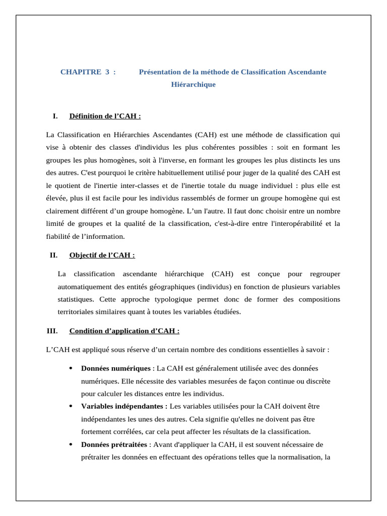 Définition et Méthode de la CAH | PDF | Évolution de carrière ...