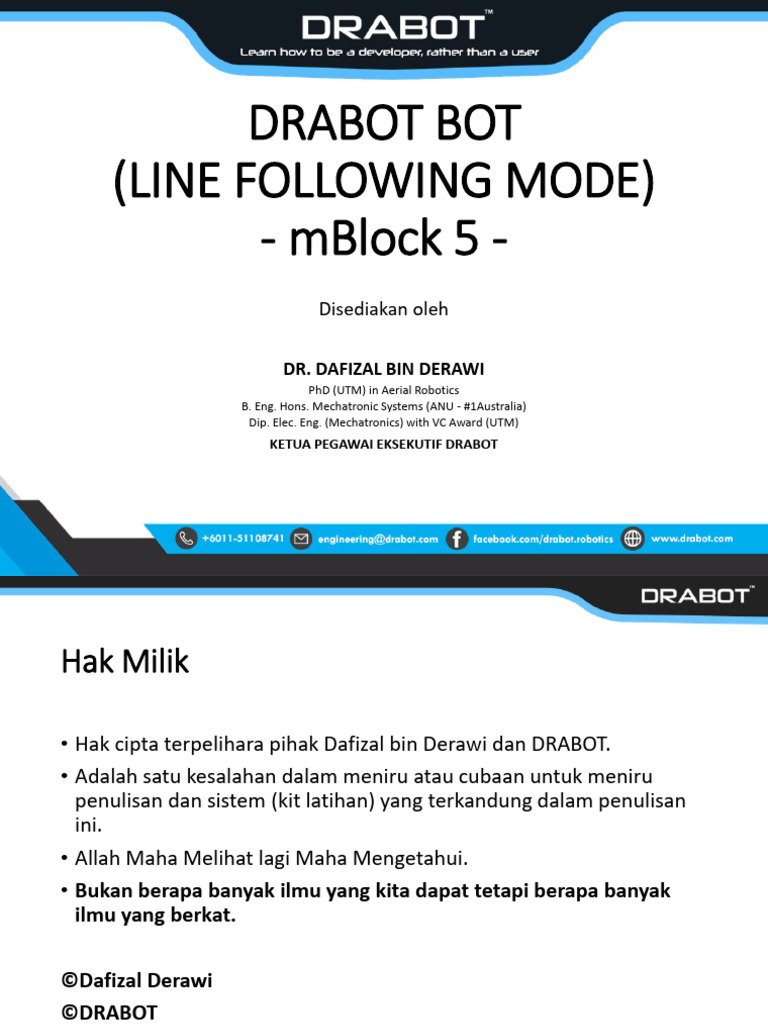 NEW - Mblock5 - DRABOT BOT (Line Following Mode) | PDF
