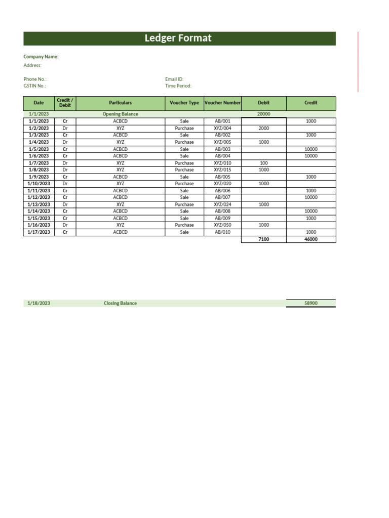 Ledger Format in Tally 01 | PDF